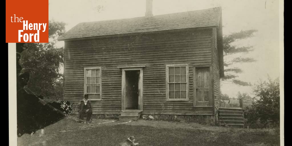 Samuel Edison Jr. outside Edison Residence, Port Huron, Michigan, circa ...