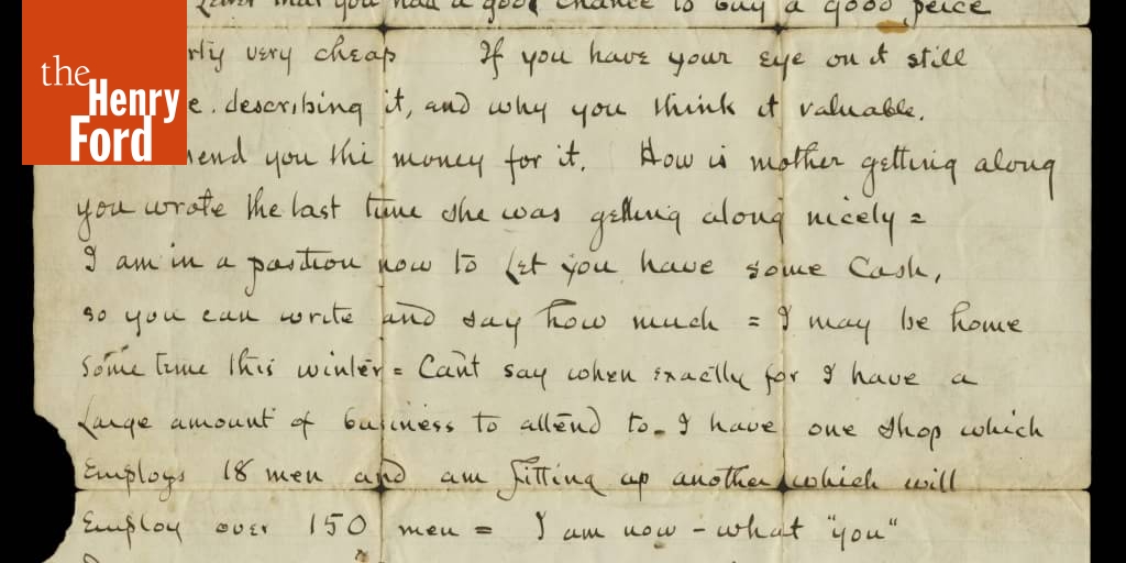 Letter from Thomas Edison to His Parents, October 30, 1870 - The Henry Ford