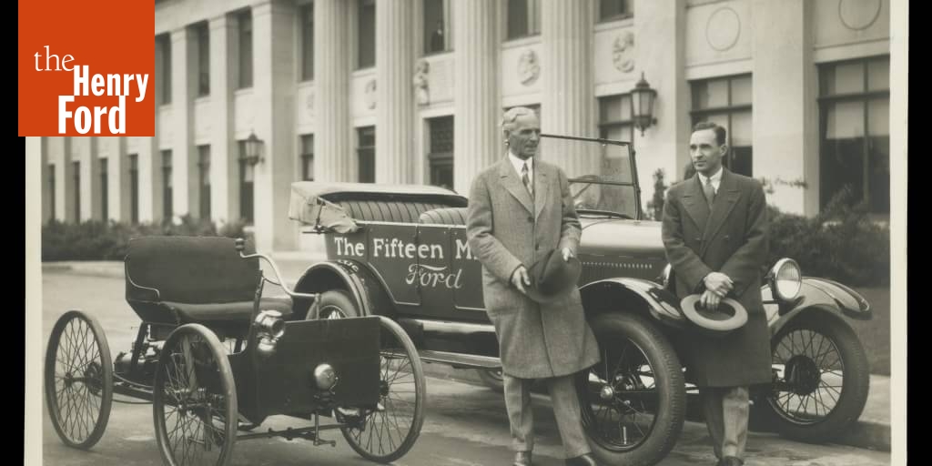Henry Ford and Edsel Ford with 15 Millionth Ford Model T and 1896 ...