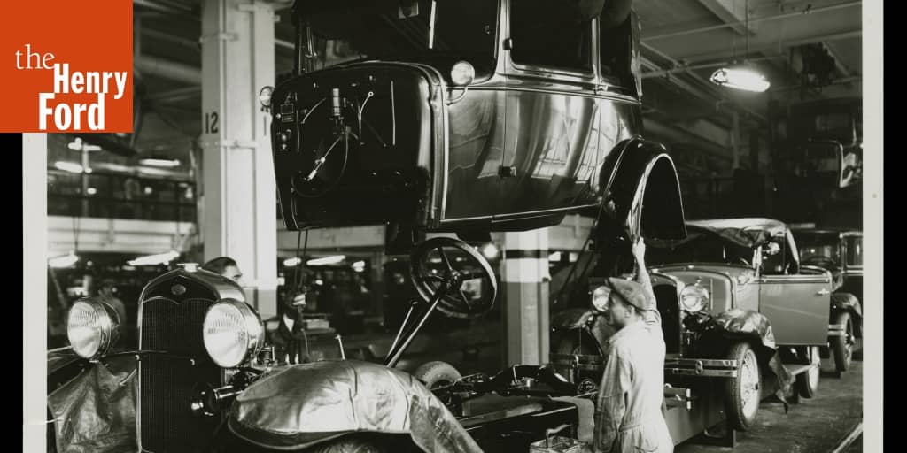 1931 Ford Victoria Coupe on Assembly Line at Rouge Plant, 1931 - The ...