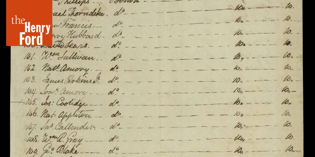 List of Massachusetts Subscribers for John Trumbull's "Declaration of ...