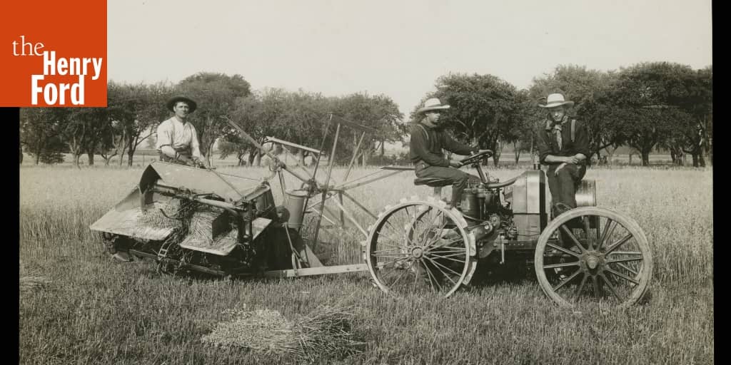 Ford Experimental Tractor Pulling a Reaping Machine, circa 1907 - The ...