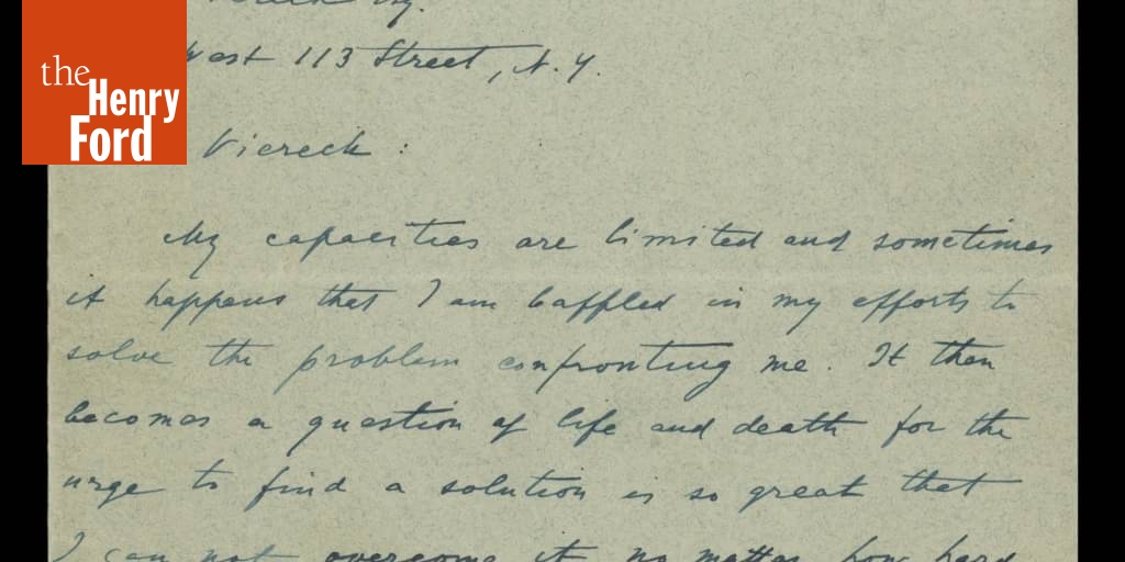 Letter from Nikola Tesla to George Sylvester Viereck, December 17, 1934 ...