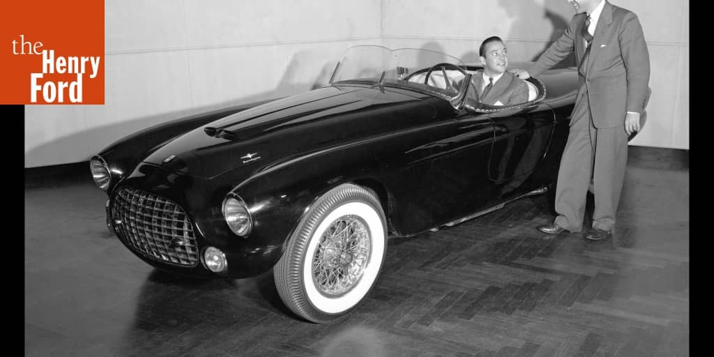 William Clay Ford and Frank Caddy with 1952 Ferrari 212 Barchetta ...