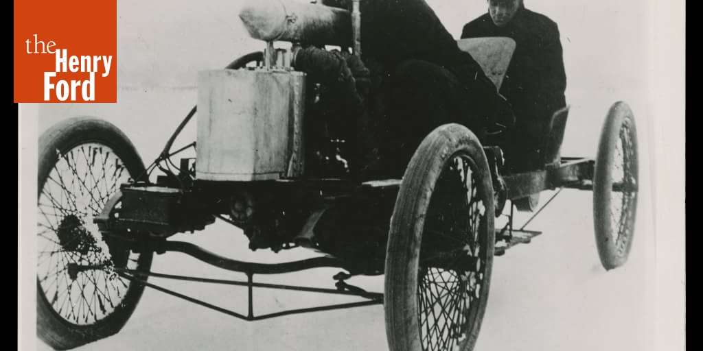 Ed "Spider" Huff and Henry Ford in Arrow Racer on Lake St. Clair, 1904 ...