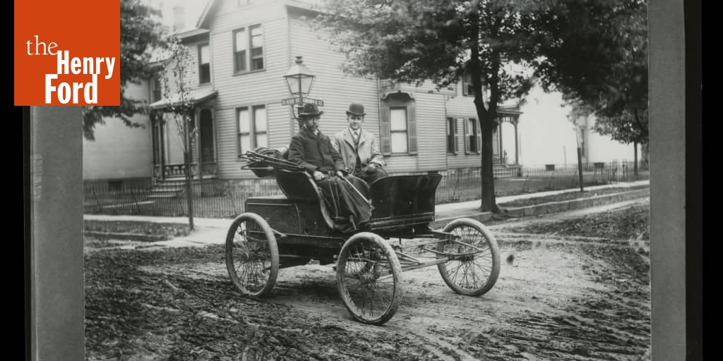 Alexander Winton and Mr. Shanks in an 1898 Winton Roadster - The Henry Ford