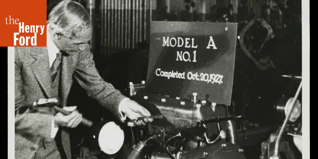 Henry Ford with First 1928 Ford Model A Engine, October 1927 - The ...