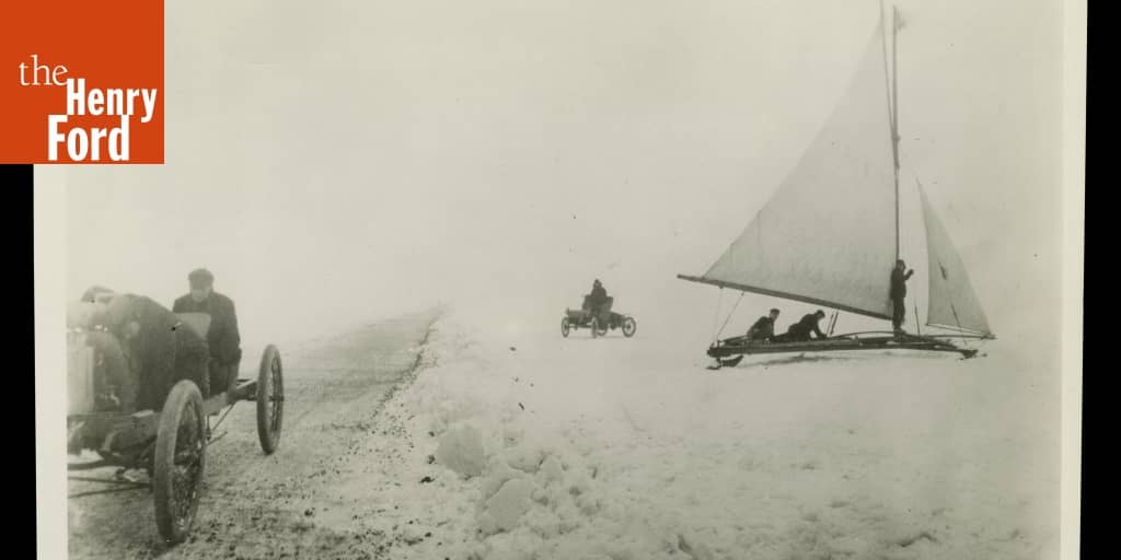 Henry Ford and Spider Huff Driving Arrow Racer on Lake Saint Clair ...