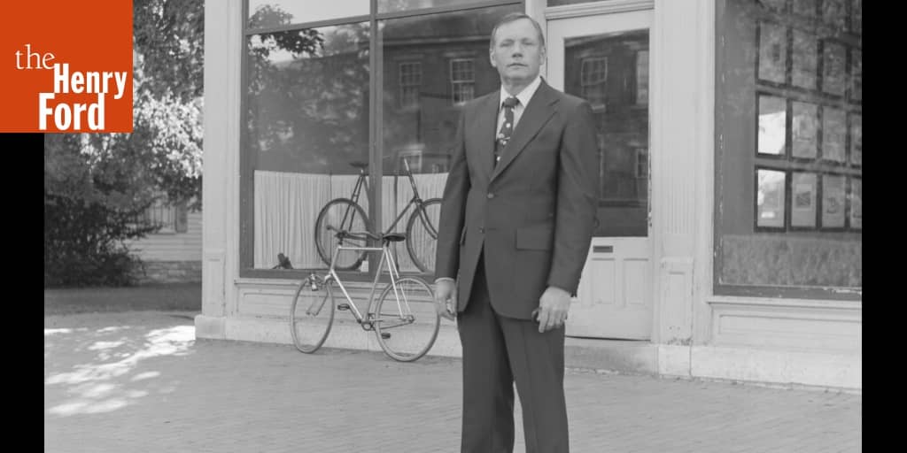 Neil Armstrong at the Wright Cycle Shop in Greenfield Village, August ...