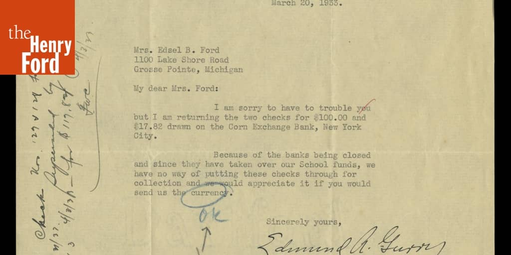Letter to Eleanor Clay Ford regarding Donation to Society of Arts and ...