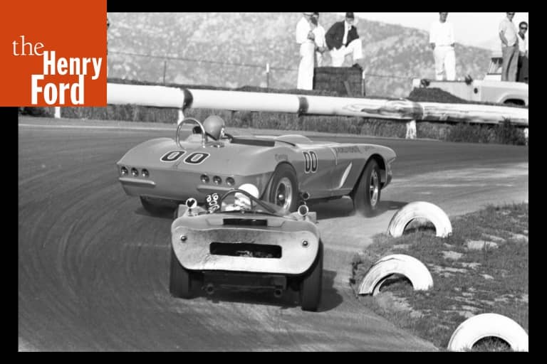 Dave MacDonald Driving Corvette Race Car at Pacific Coast Championship ...