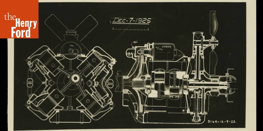Blackboard Drawing of an X-Engine, 1925 - The Henry Ford