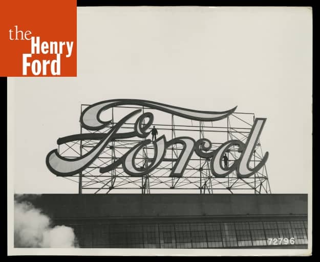 "Ford" Sign on the Press Shop at the Ford Rouge Plant, 1939 - The Henry ...