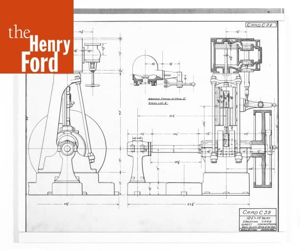 Scale Drawing of a Steam Engine, "Card C 39," Armington & Sims Engine ...