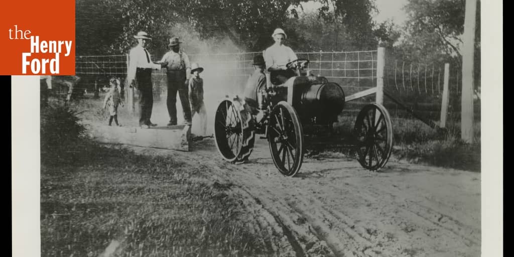 Henry Ford Driving an Experimental Tractor on a Road, circa 1906-1907 ...