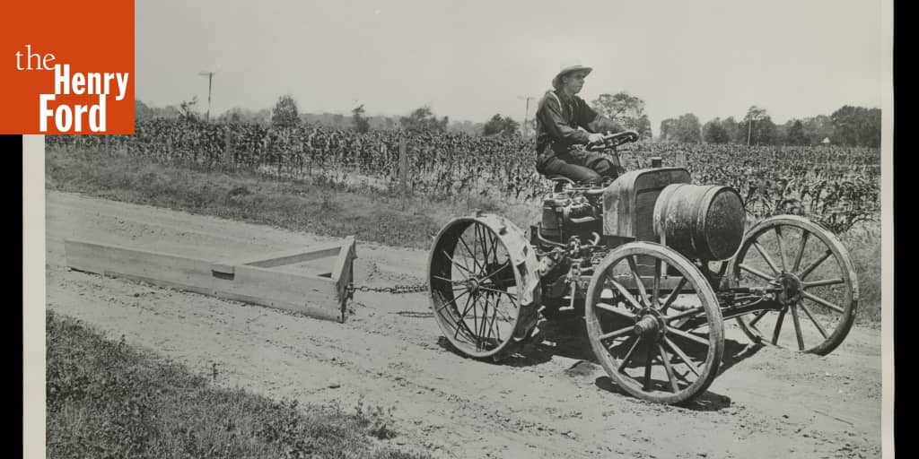 Burt W. Scott Operating an Experimental Ford Tractor, circa 1906-1907 ...