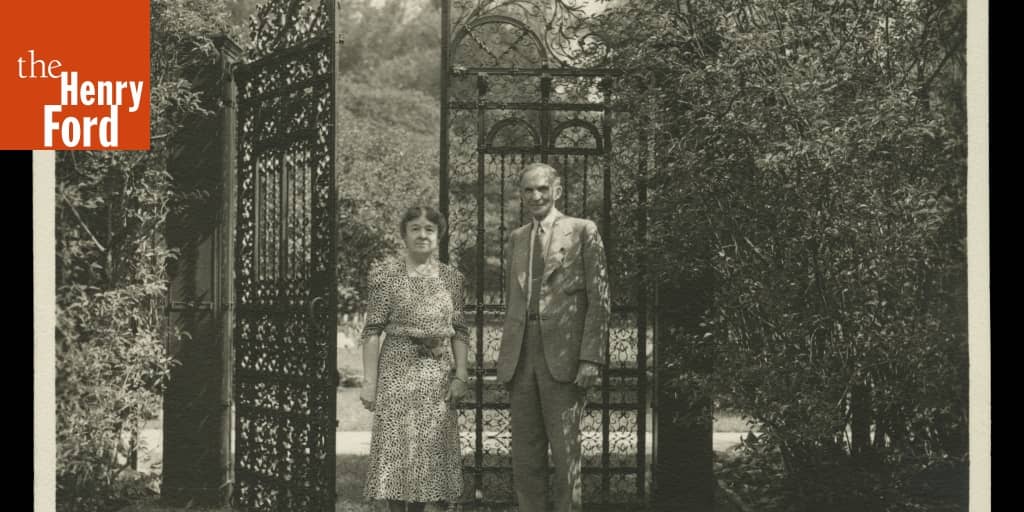 Clara Ford and Henry Ford in the English Garden at Fair Lane, Dearborn ...