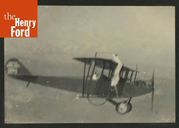 "Jersey" Ringel Performing a Stunt on an Airplane in Flight, circa 1921 ...