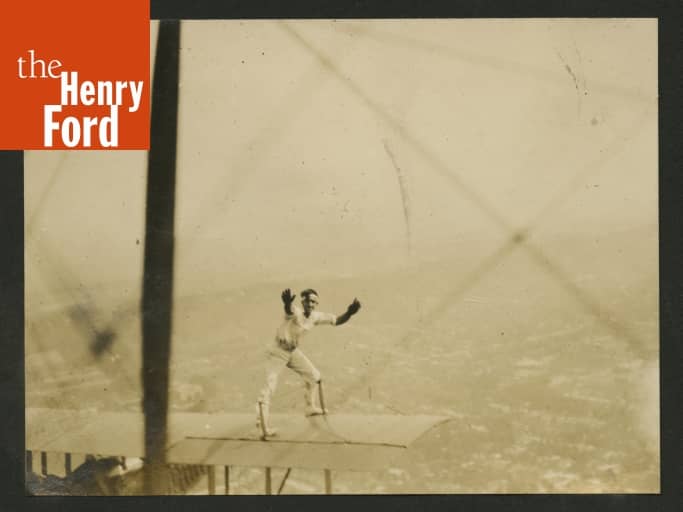 "Jersey" Ringel Performing a Stunt on an Airplane in Flight, circa 1921 ...