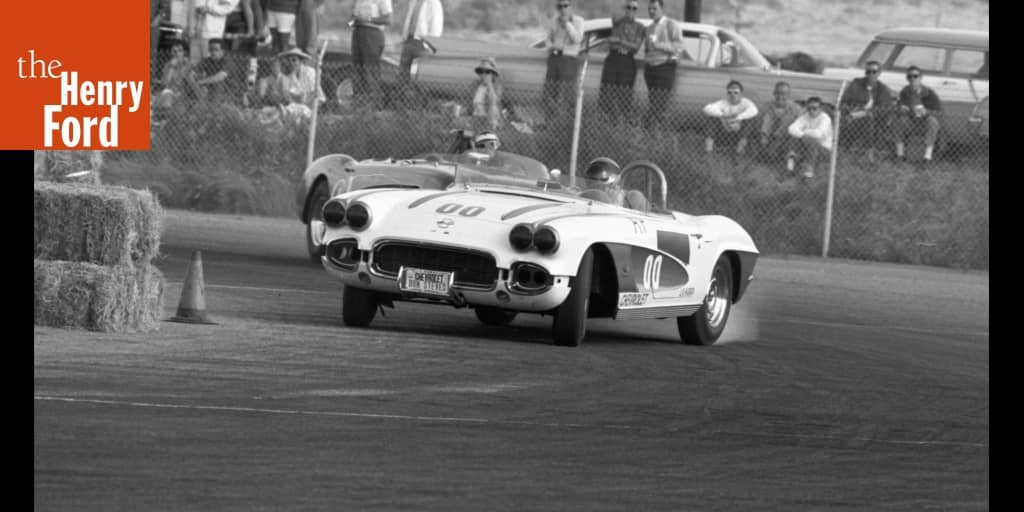 Dave MacDonald Driving Corvette Race Car at Del Mar Speedway, April ...