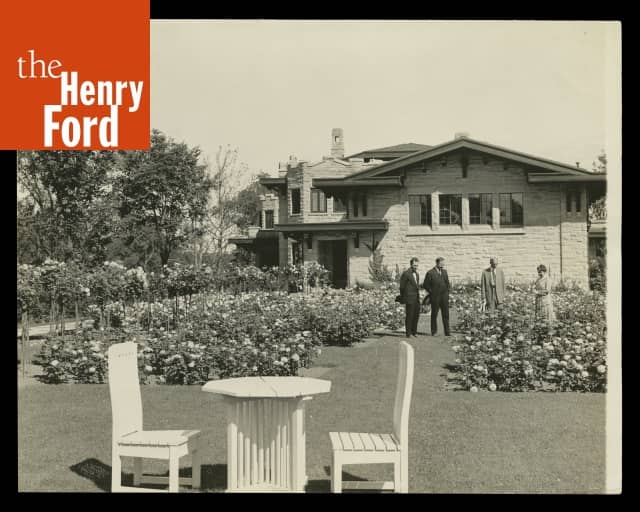 Henry and Clara Ford with Guests in Rose Garden at Fair Lane Estate ...