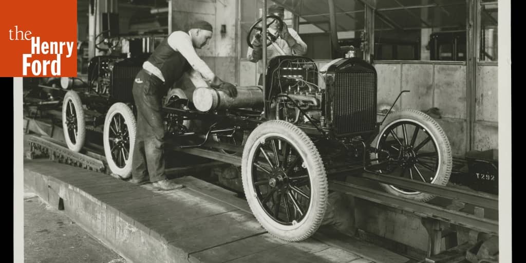 Ford Model T Chassis on Assembly Line at Highland Park Plant, 1923 ...