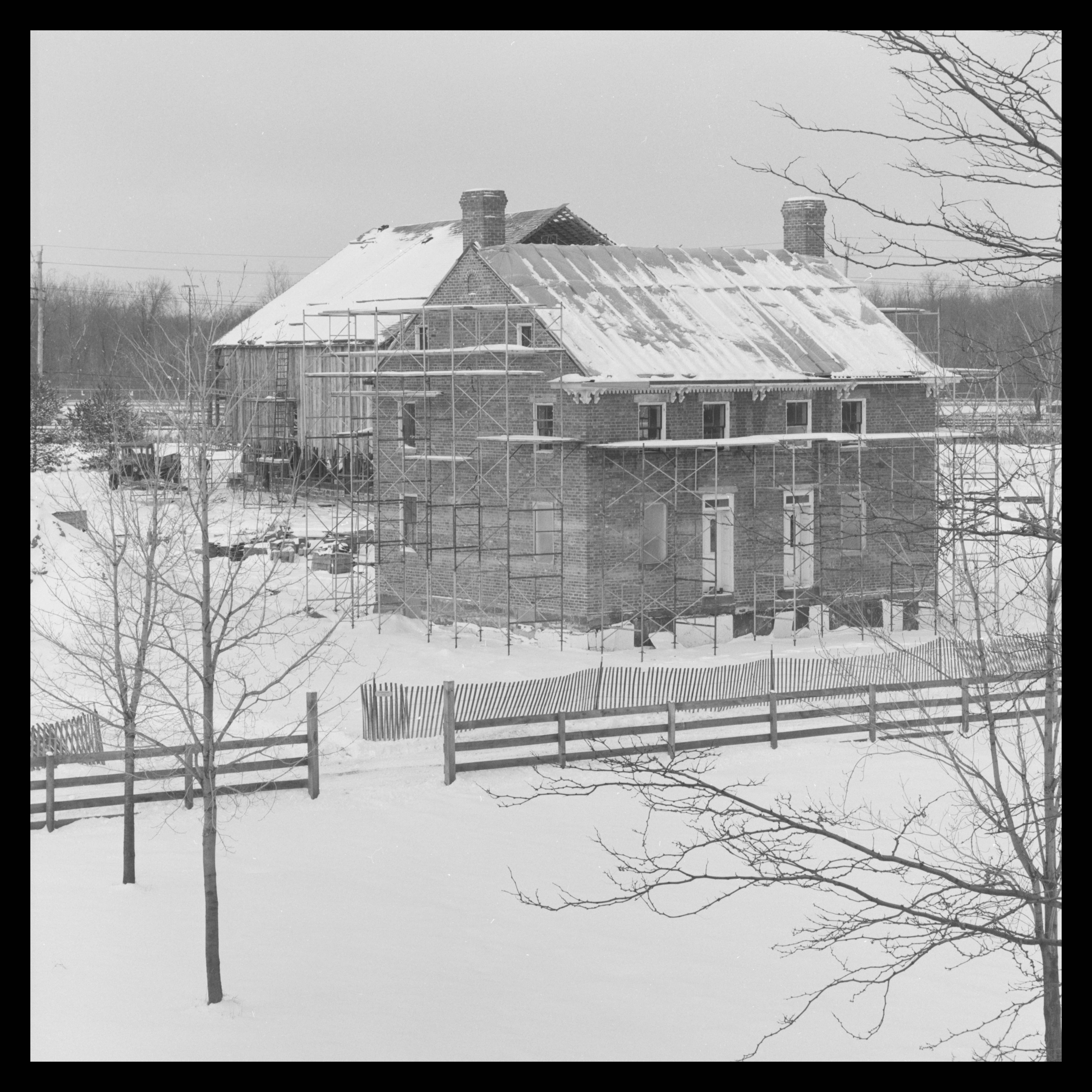 Construction at Firestone Farm in Greenfield Village, January 1985 ...