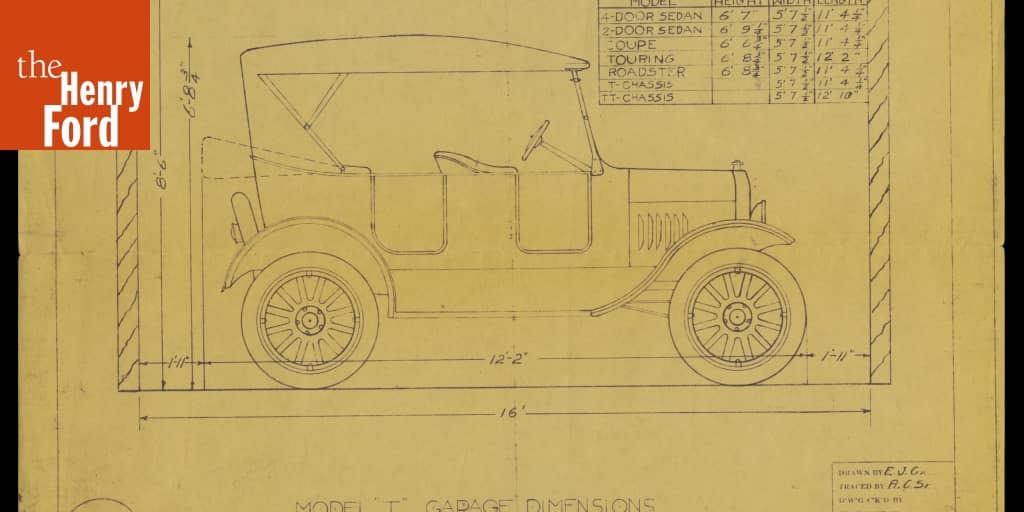 Drawing, "Model T Garage Dimensions," 1923 - The Henry Ford