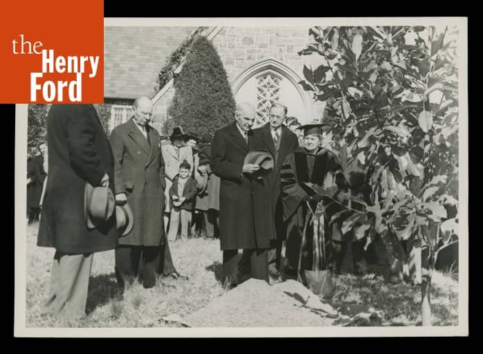 Henry and Clara Ford Planting a Tree in the Memorial Garden at Berry ...