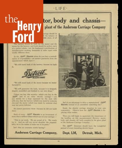 Advertisement for Anderson Carriage Company, Detroit Electric ...