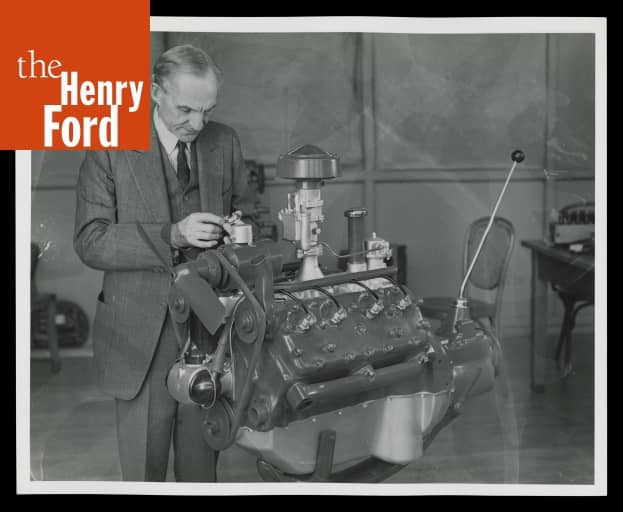 Henry Ford with the First Ford V-8 Engine, March 26, 1932 - The Henry Ford