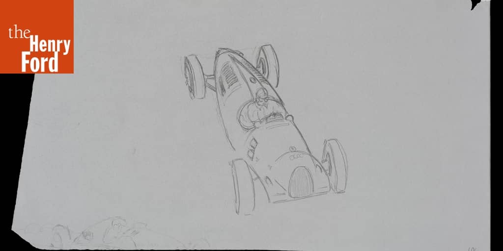 Pencil Sketch of a Race Car by William L. Mitchell, circa 1930 - The ...