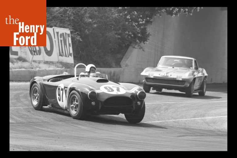 Dave MacDonald Driving Shelby Cobra and Bob Bondurant Driving Chevrolet ...