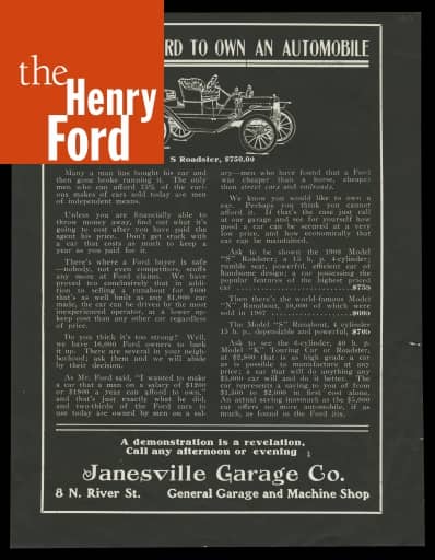 Advertisement for the 1908 Ford Line of Cars, "You Can Afford to Own an ...