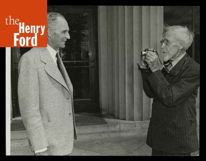 Henry Ford and Photographer William Henry Jackson outside Ford ...