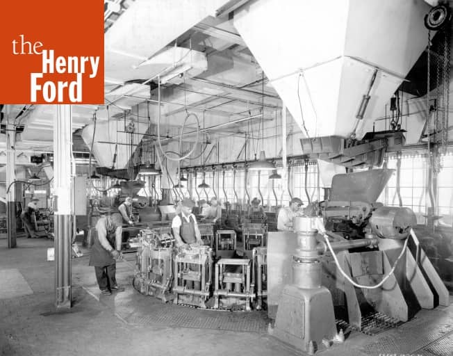 Workers in the Moulding Room in the Foundry at the Ford Motor Company ...