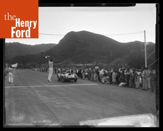Dan Gurney Crossing Finish Line in the Paramount Ranch Sports Car Road ...