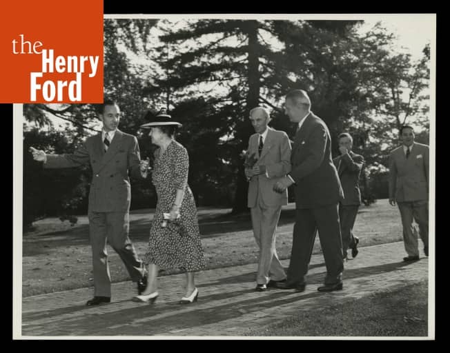 Edsel Ford, Clara Ford, Henry Ford, and Ford Executives in Greenfield ...
