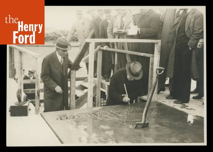 Henry Ford and Others Watching Thomas Edison Sign the Edison Institute ...