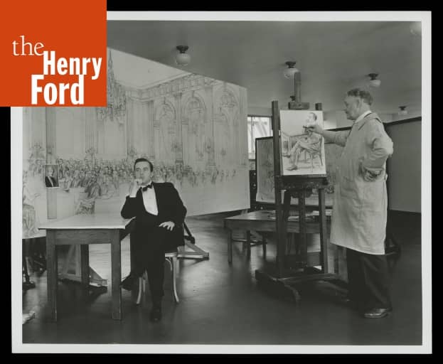 Irving Bacon Works on the Painting of Light's Golden Jubilee, January ...