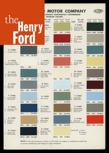 1964 Ford, Mercury, Lincoln Continental and Thunderbird Exterior Colors ...