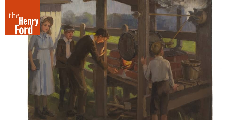 Young Henry Ford Demonstrating his Homemade Steam Turbine to Friends ...