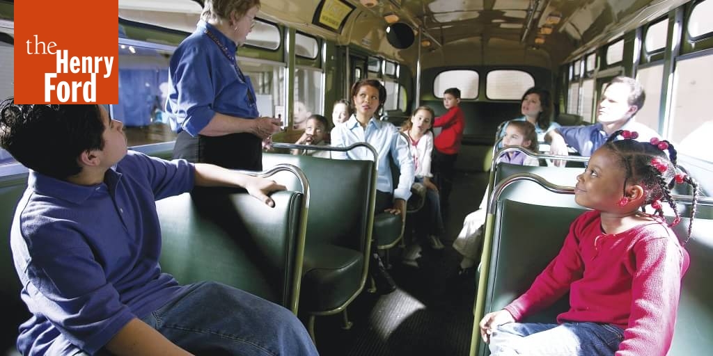 Historical Presenter with Guests inside the Rosa Parks Bus in Henry ...