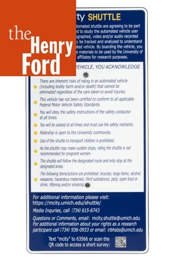 Mcity Shuttle Rules Sign, 2018 - The Henry Ford