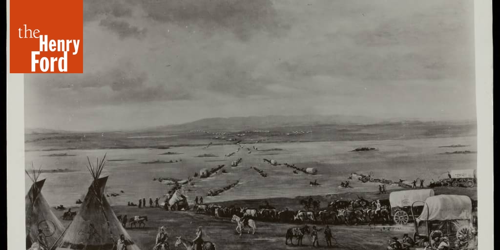 Illustration of Crossing the South Fork of the Platte River, circa 1850 ...