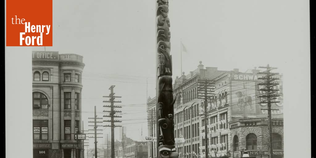 Totem Pole in Pioneer Square, Seattle, Washington, circa 1905 - The ...