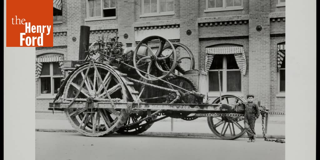 Young Boy Standing in Front of Holt Steam Traction Engine, circa 1890 ...