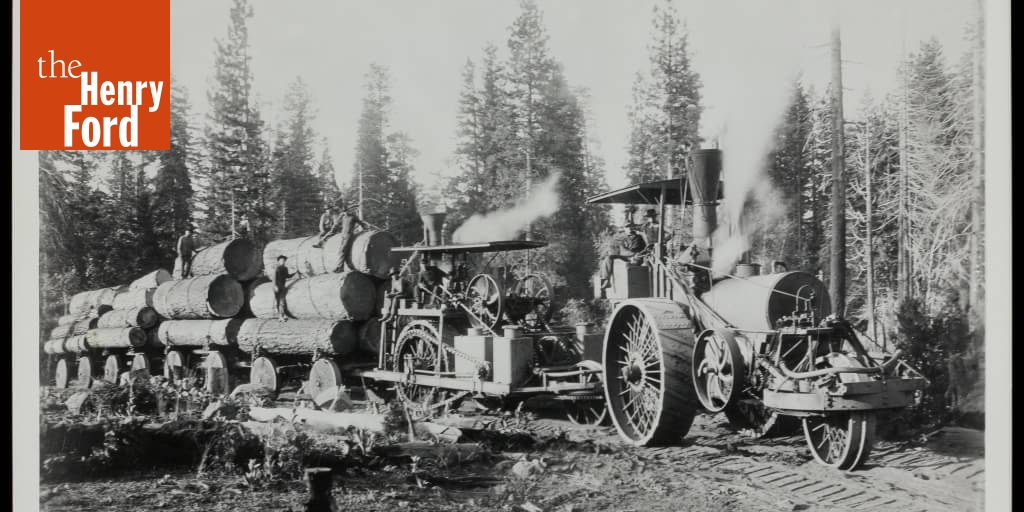 Two Steam Traction Engines Pulling Load of Logs, circa 1900 - The Henry ...