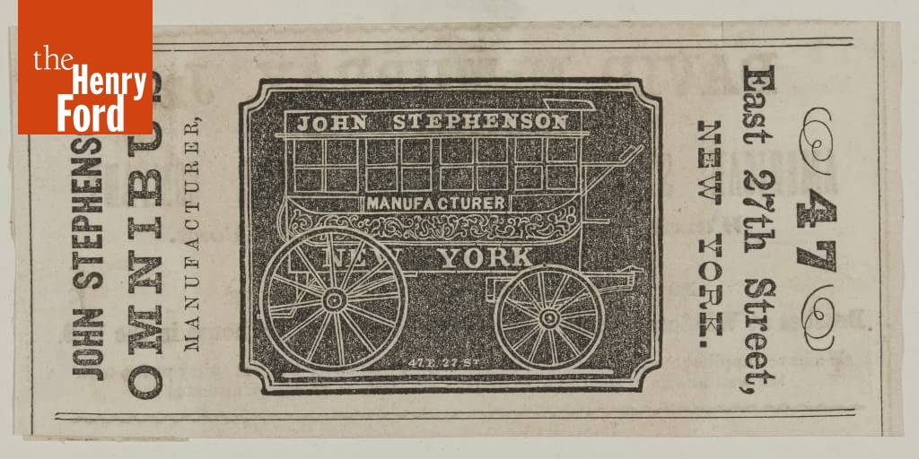 Advertisement for New York Omnibus Maker John Stephenson, 1845-1850 ...