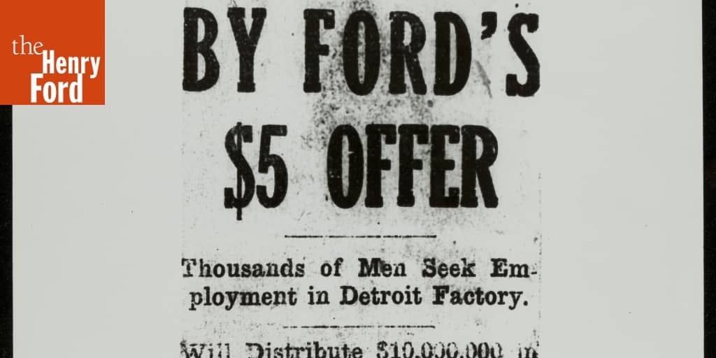 Newspaper Article, "Gold Rush is Started by Ford's $5 Offer," January 7 ...